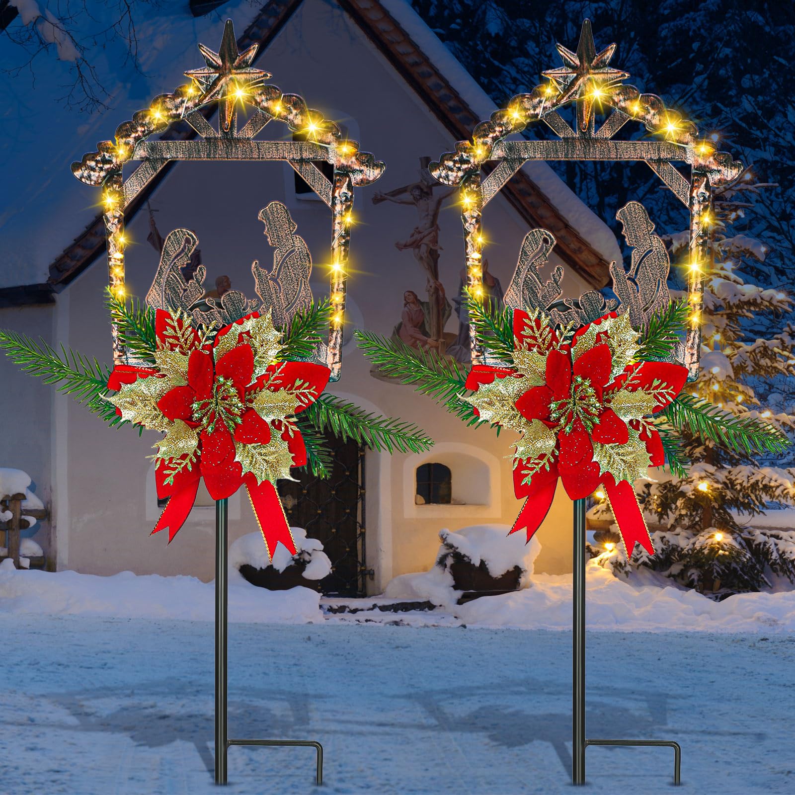 Snapklik.com : Moukeren 2 Pcs 2 Pcs 3.5ft Nativity Scene Outdoor Yard ...
