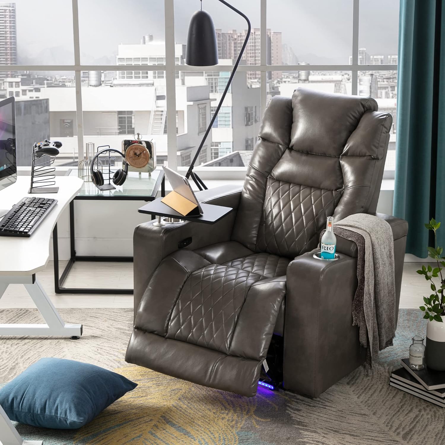 Merax Electric Recliner Chair with USB Charge Port, 360 Swivel Tray ...
