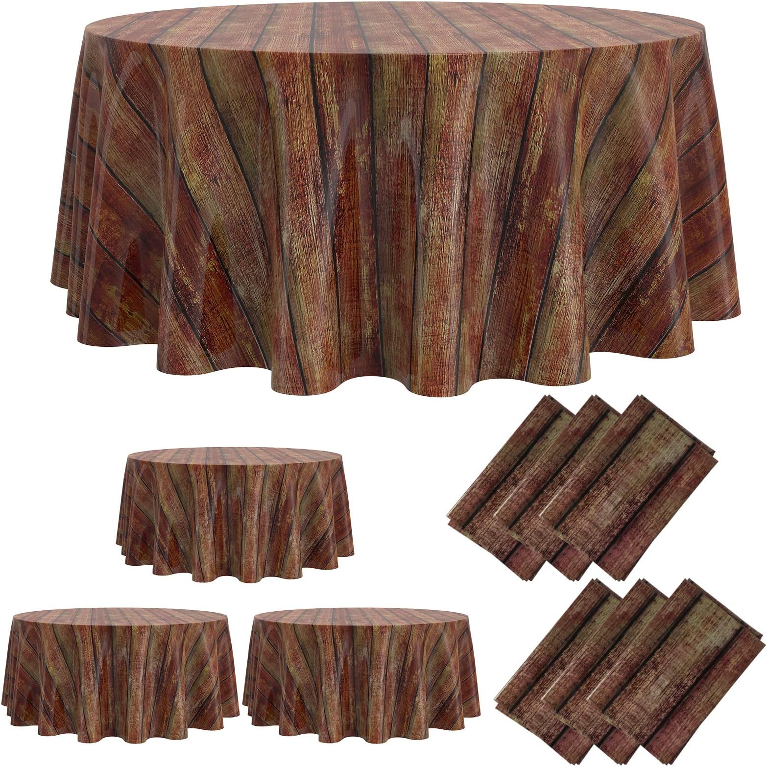 Amazon.com: 3 Packs Natural Wood Grain Tablecloths Rustic Plastic Table ...