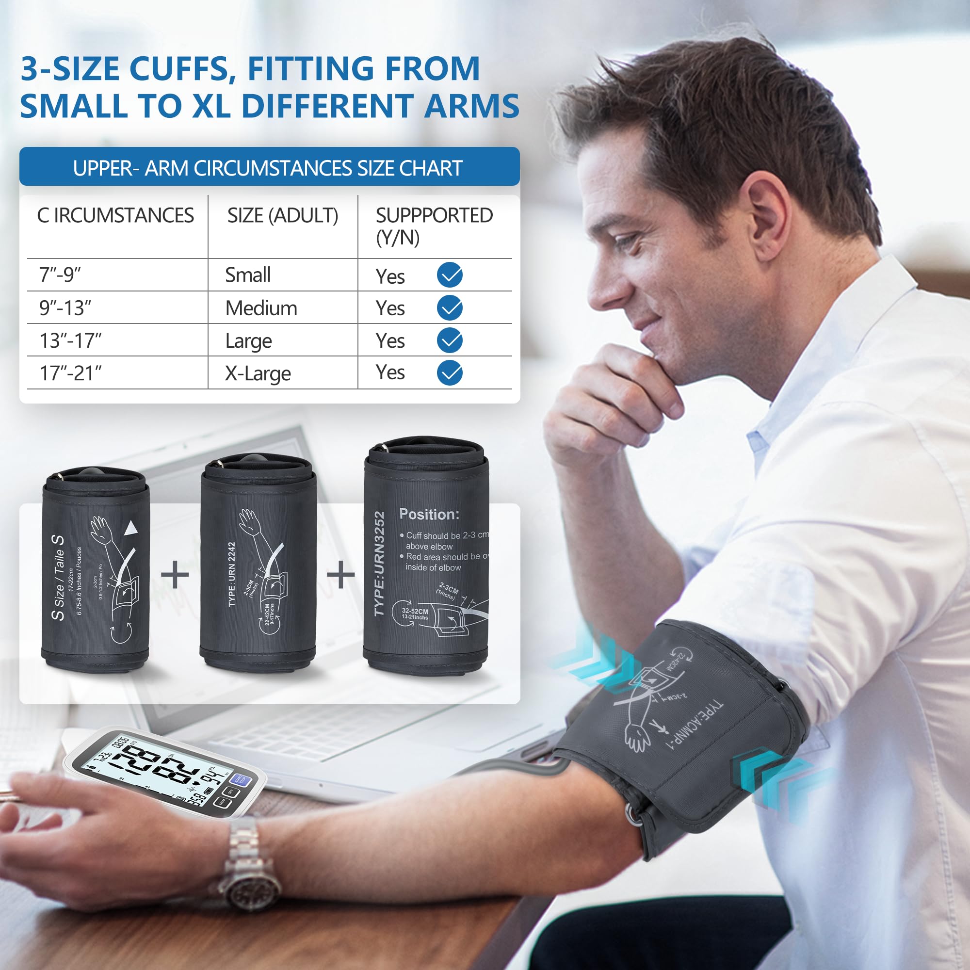 Snapklik.com : Blood Pressure Machine Upper Arm, 3 Size Cuffs, Small 7 ...