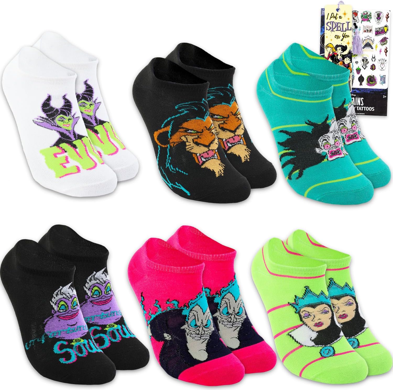 Amazon.com: Disney Villains Socks for Adults - Bundle with 6 Pairs of ...