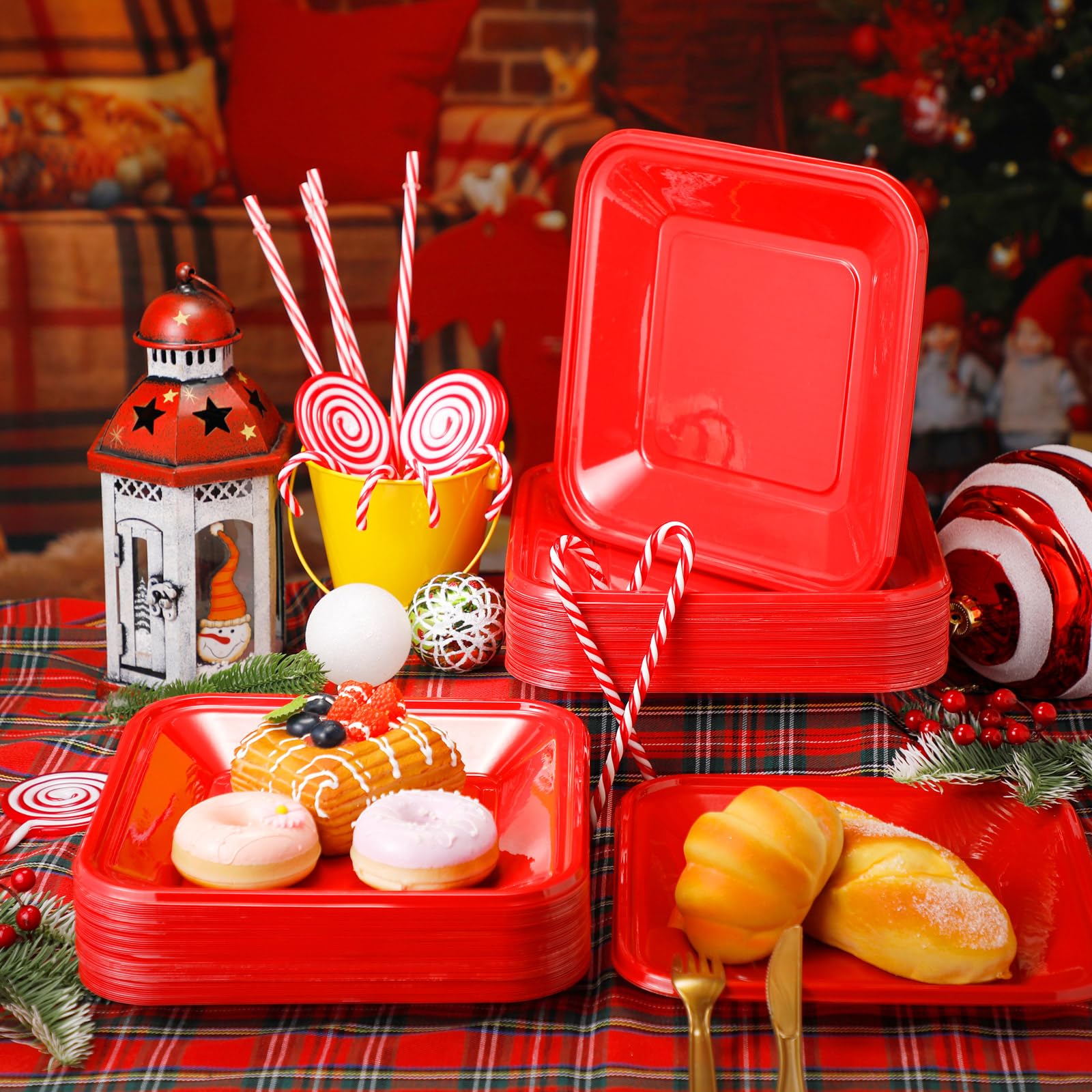 Snapklik.com : Suttmin 150 Pcs 9.5 Inch Disposable Plastic Plates Mardi ...