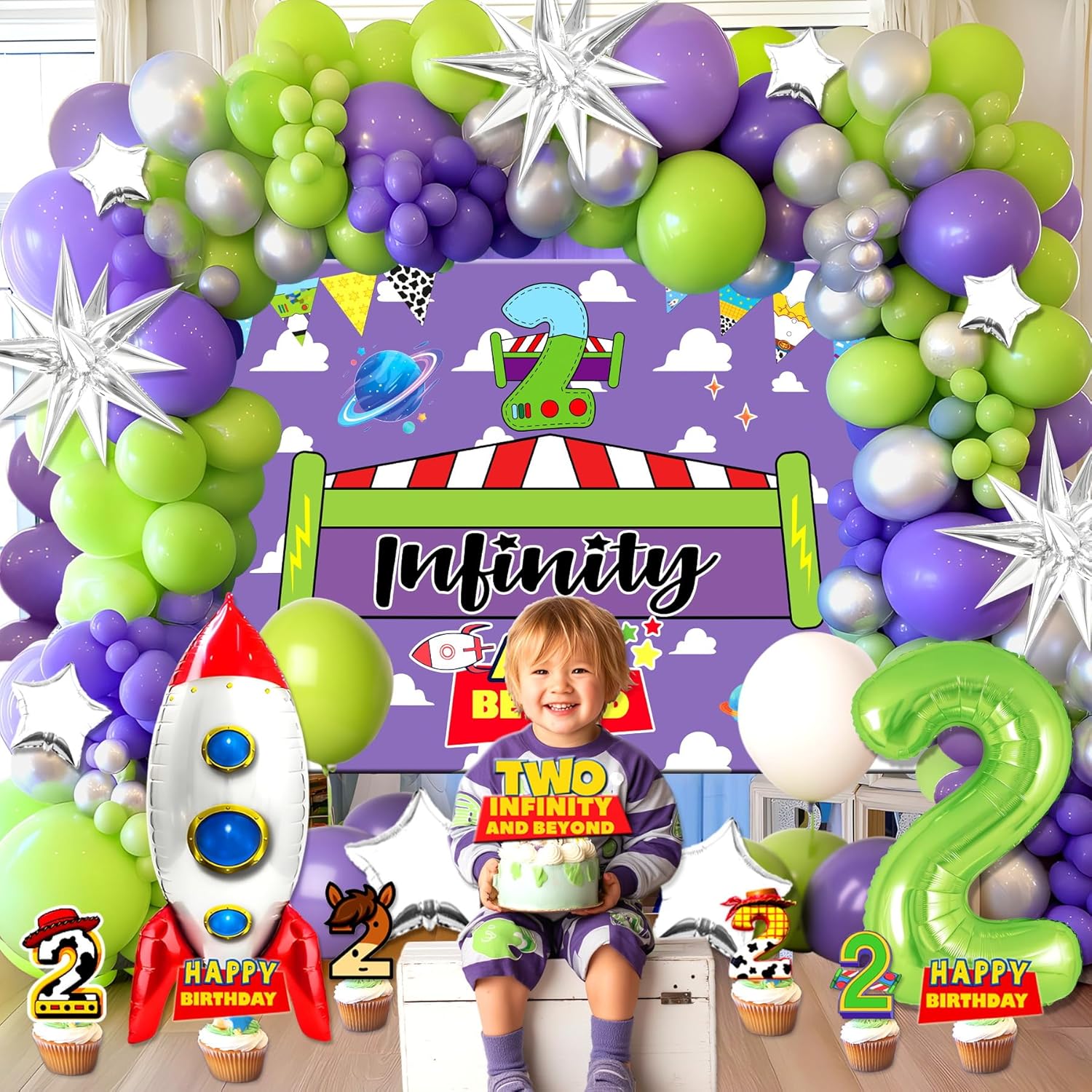 Amazon.com: 132pcs Two Infinity and Beyond Birthday Decorations, Toy ...