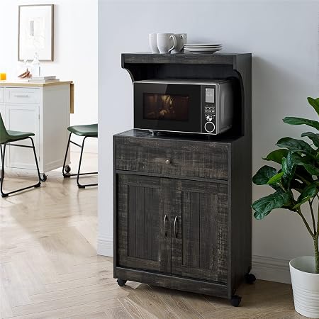 Amazon.com - Home Source Industries Kevin Oak Microwave Cart, Light ...