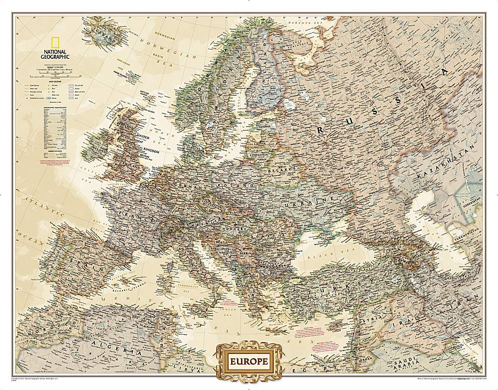 Amazon | Europe Executive Wall Map: Wall Maps Continents (National ...