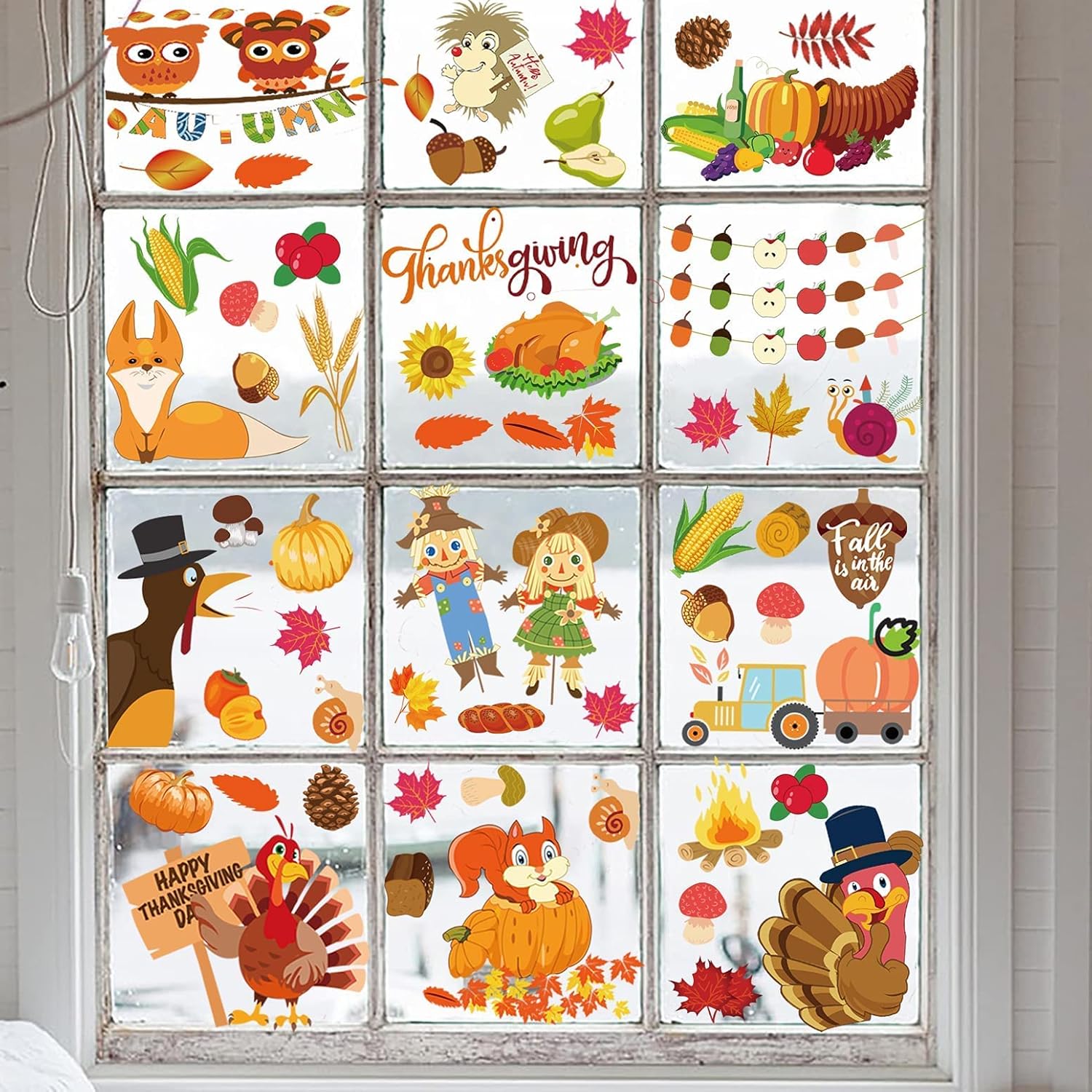 Amazon.com: NPP Thanksgiving Window Clings Fall Window Stickers, Autumn ...