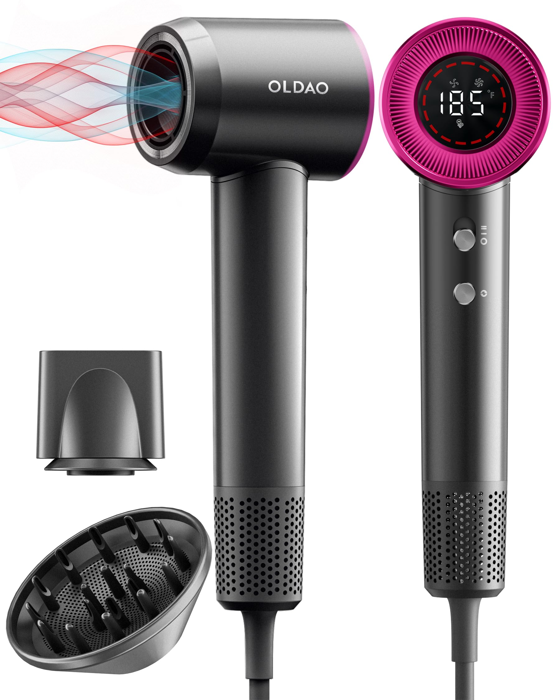 Amazon.com : Hair Dryer, 160000 RPM High-Speed Brushless Motor for Fast Drying, 600 Millions ...