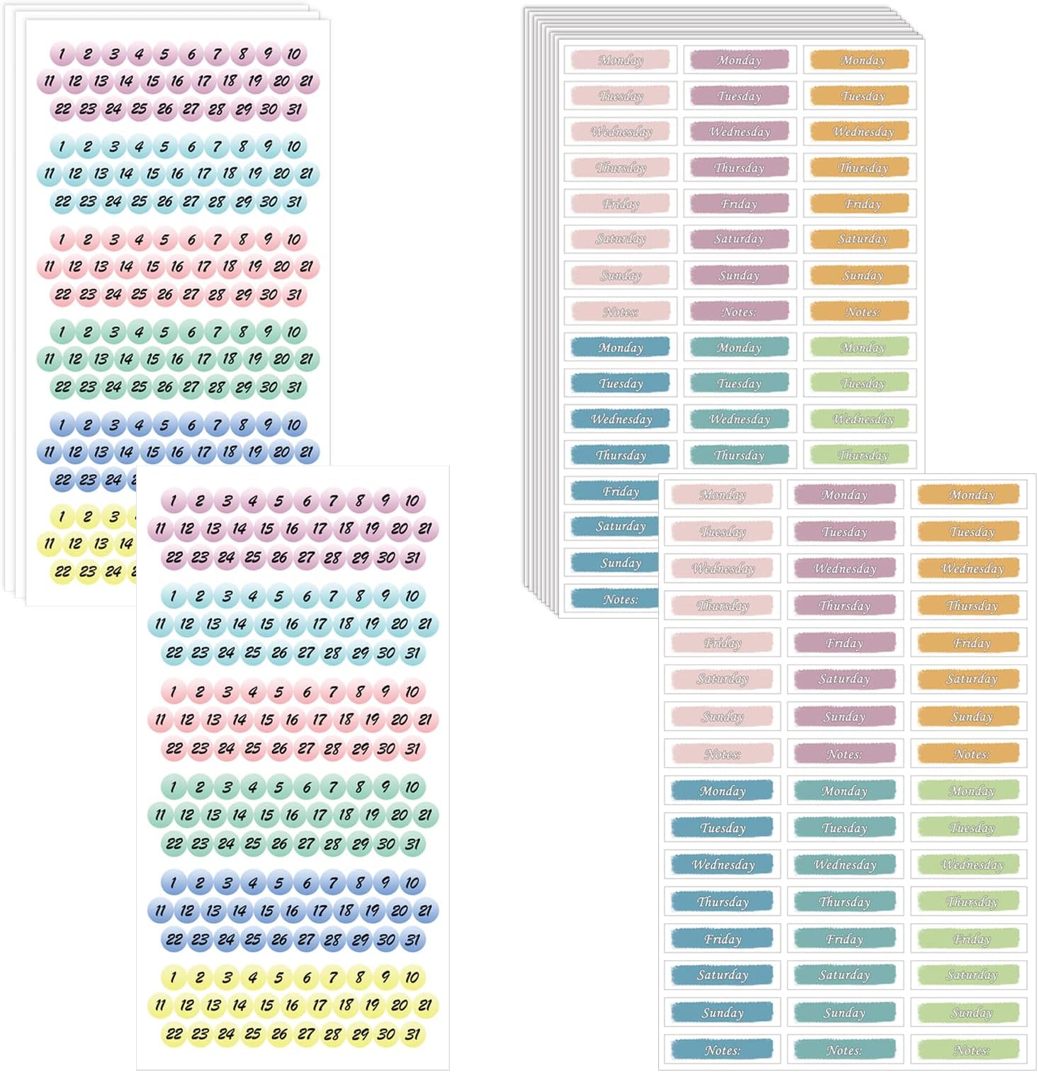Amazon.com: Week Date Sticker Colored Day of The Week Labels 1.25X0.75 ...