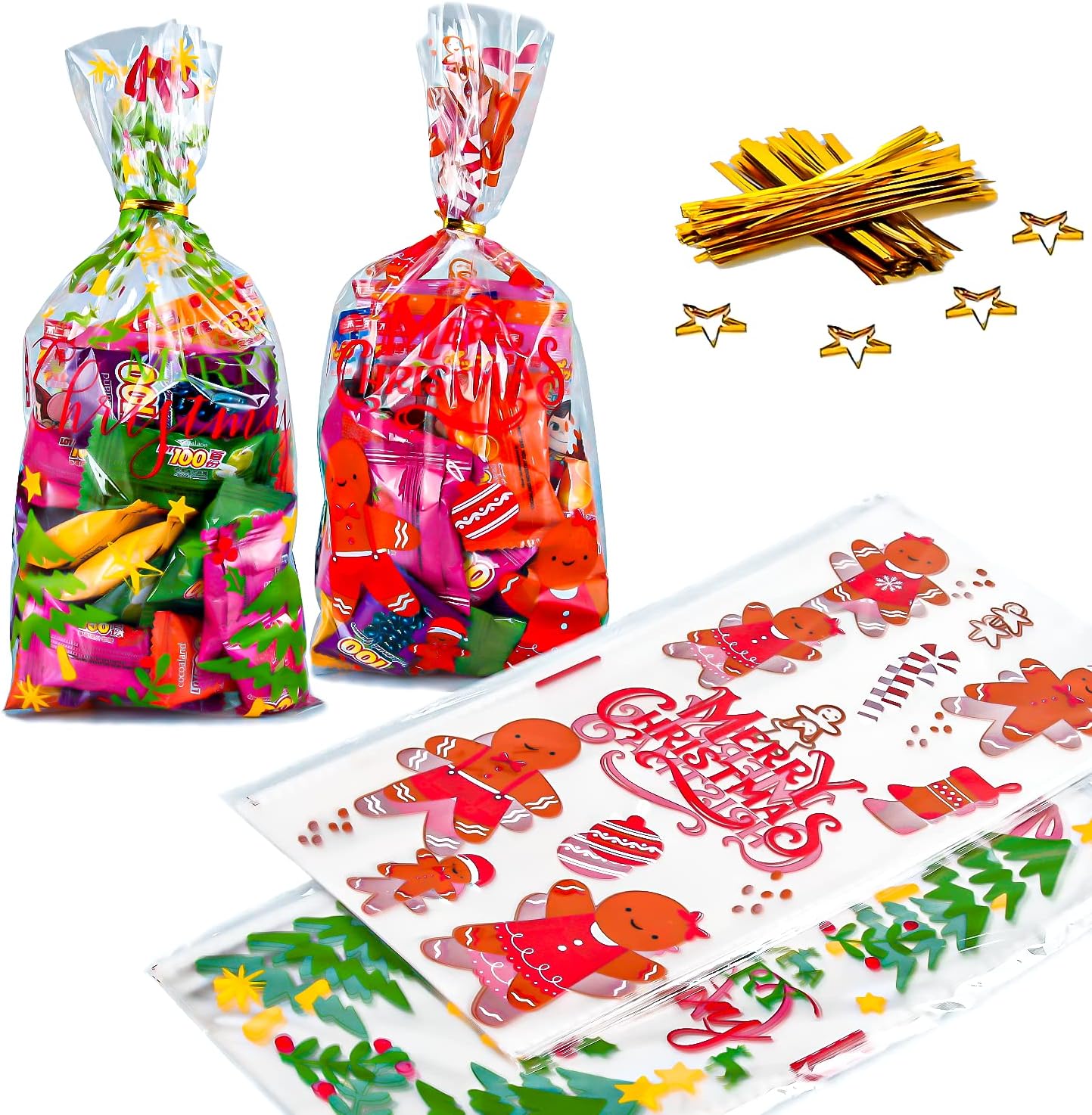Sacs Cadeaux de Noël Sachets en Plastique Noël Sacs à Bonbons Noël ...