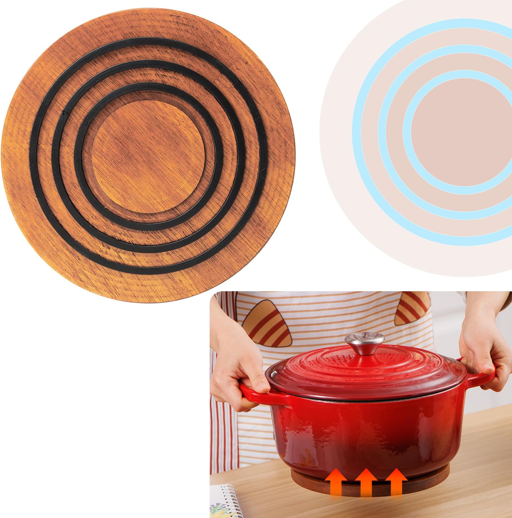 Amazon.com: for le creuset Magnetic Wooden Trivet Acacia Wood with ...