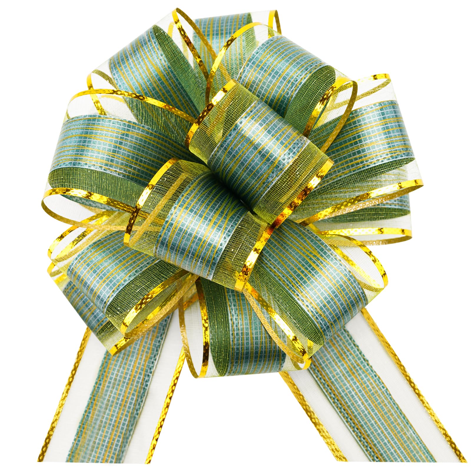 G2PLUS 12PCS Green Pull Bows, 6 Inch Large Pull Bows Ribbon, Christmas ...