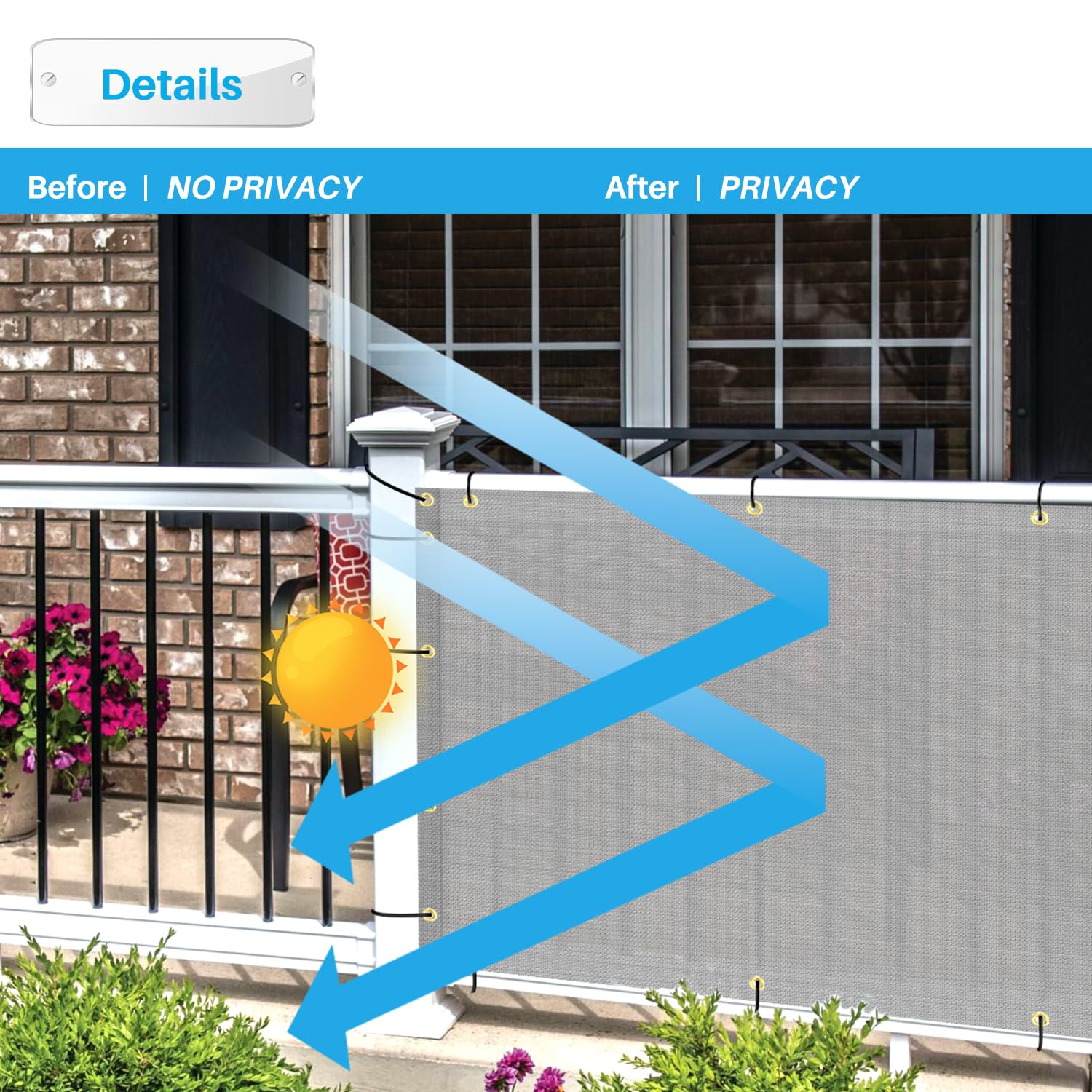 Snapklik.com : Patio 3 X 25 Balcony Privacy Screen Apartment Railing ...