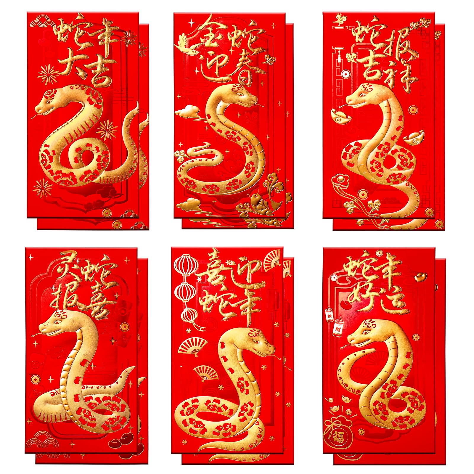 Amazon.com : AIERSA Red Envelope Snake 2025, 24Pcs Chinese New Year Red ...