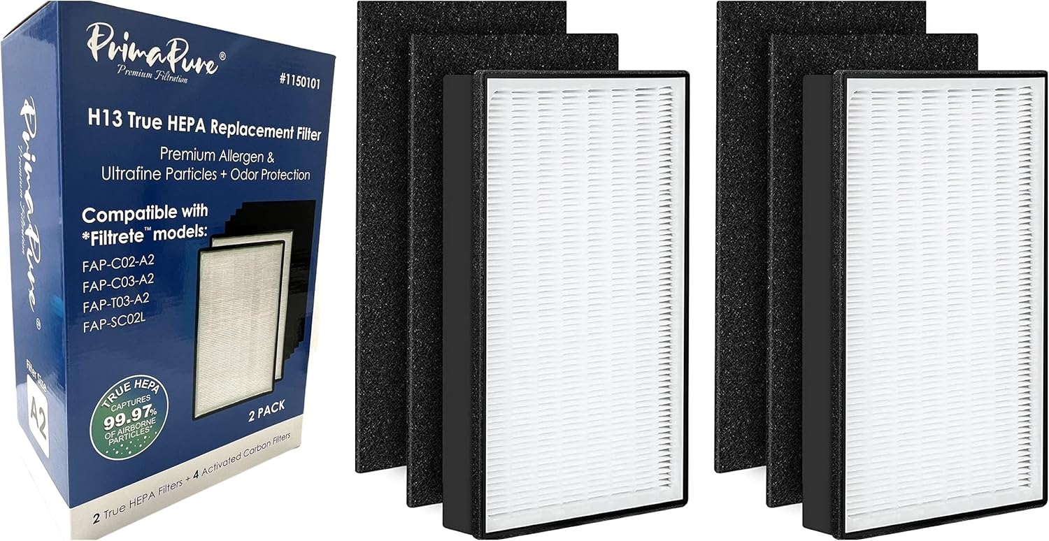 2-Pack PrimaPure H13 True HEPA Filter Replacement for Filtrete Room Air ...
