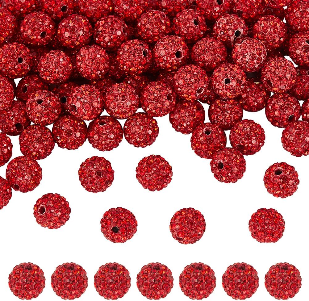Amazon.com: PH PandaHall about 100pcs 10mm Red Rhinestone Beads Red ...