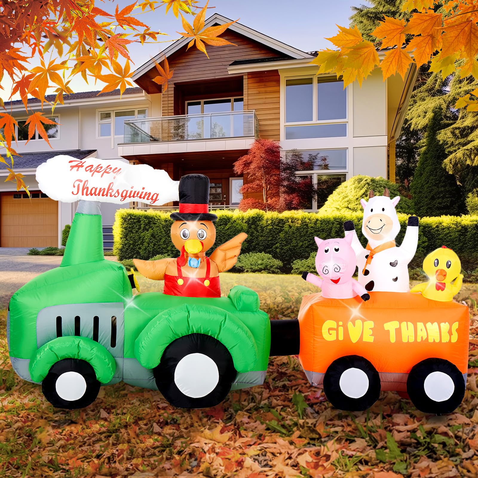 Amazon.com: RISESOL 6 FT + 8FT Thanksgiving Inflatable Decorations ...