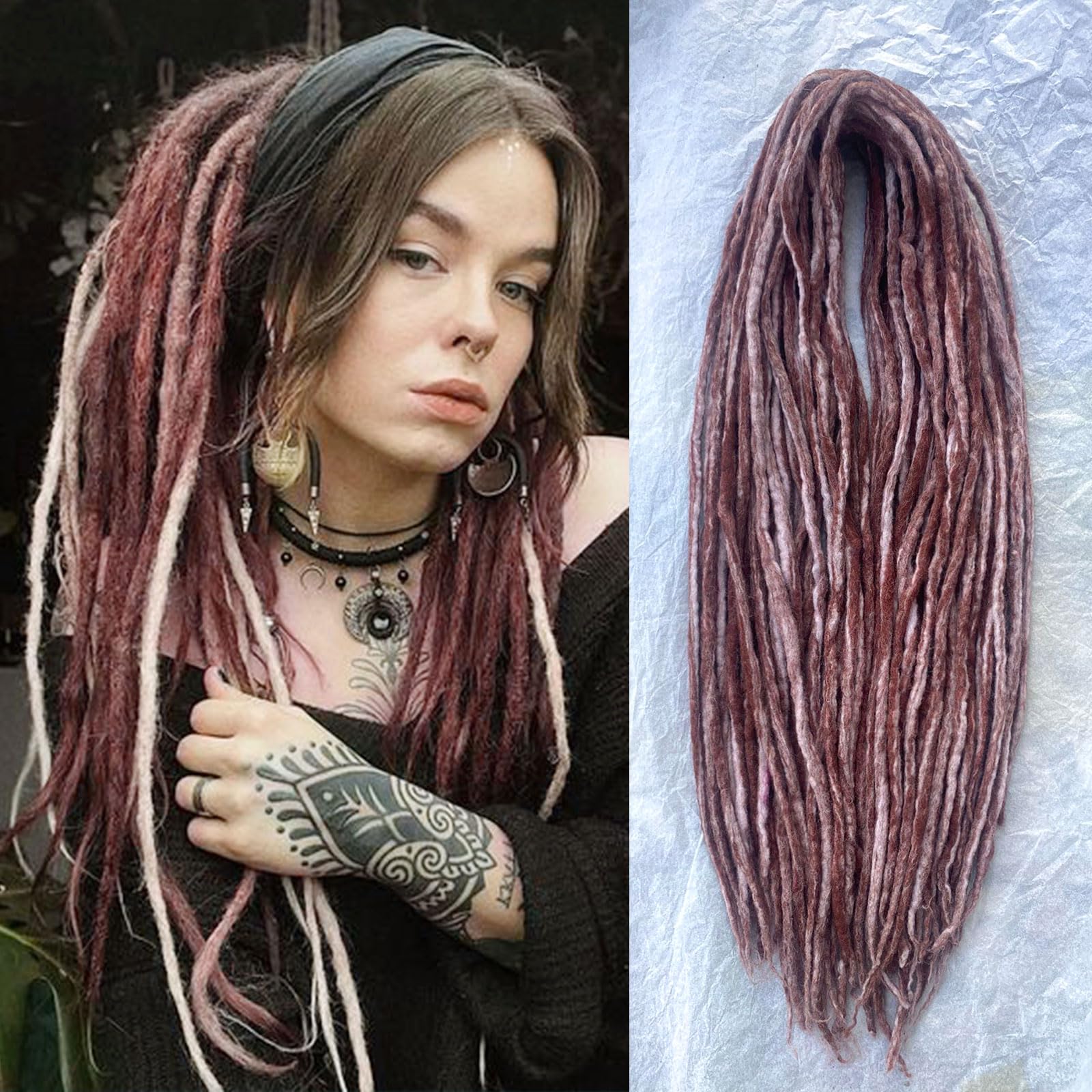 Amazon.com : 22 Inch Wool Double Ended Dreadlock Extensions,15 Strands ...