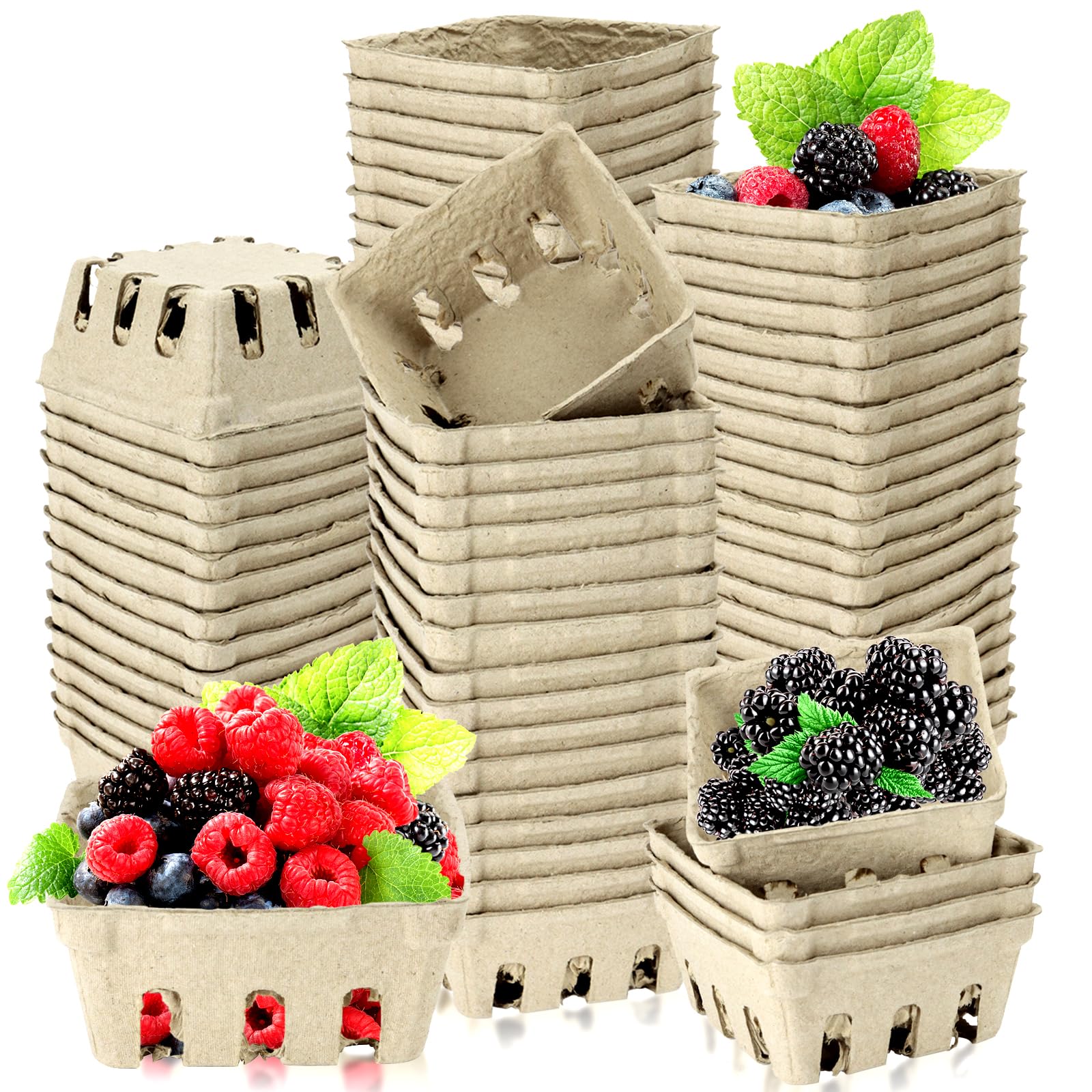 Snapklik.com : 80 Pack Natural Pulp Fiber Berry Basket, Small Farmers ...