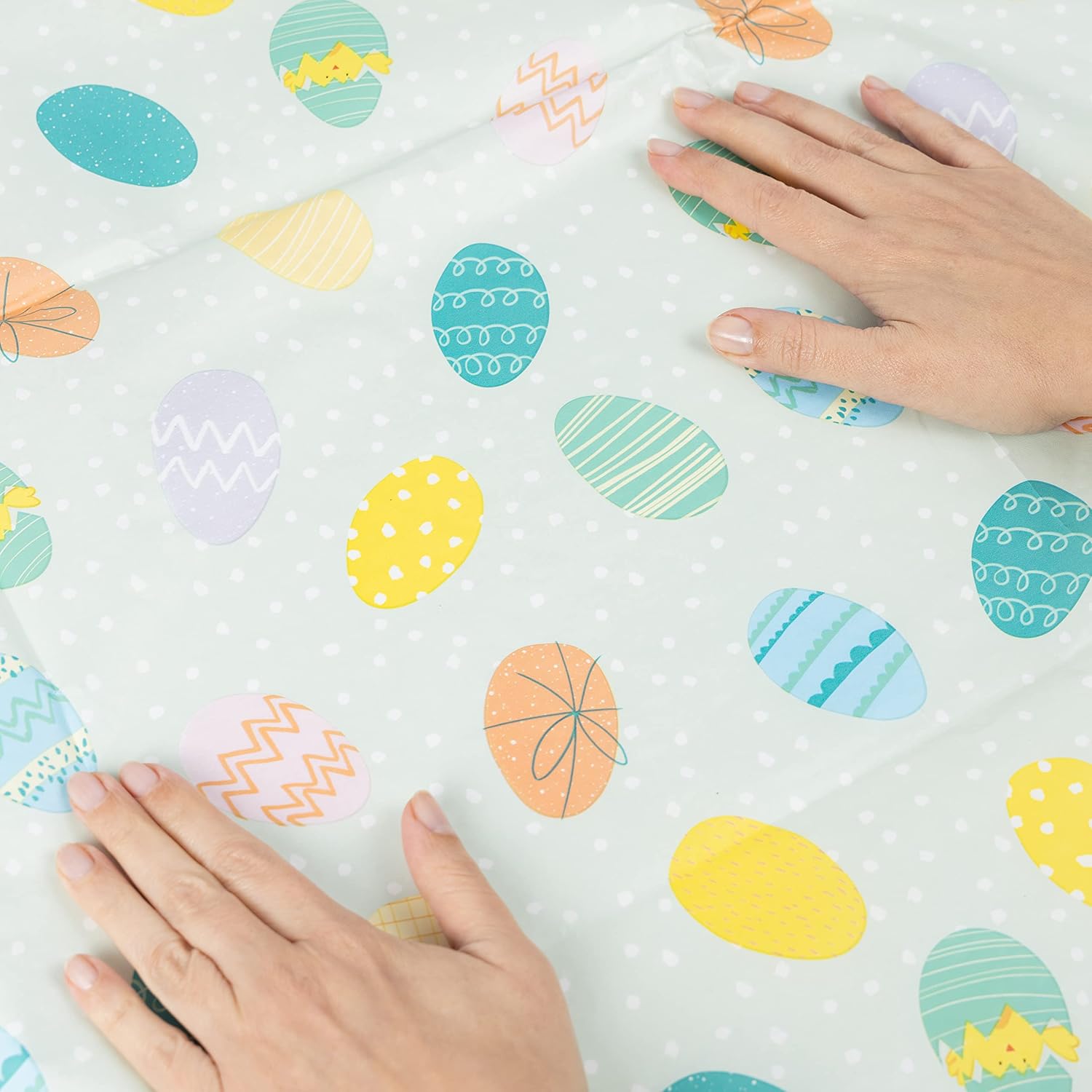 evelay Wipeable Paper Easter Table Cloths with Colorful Easter Eggs ...
