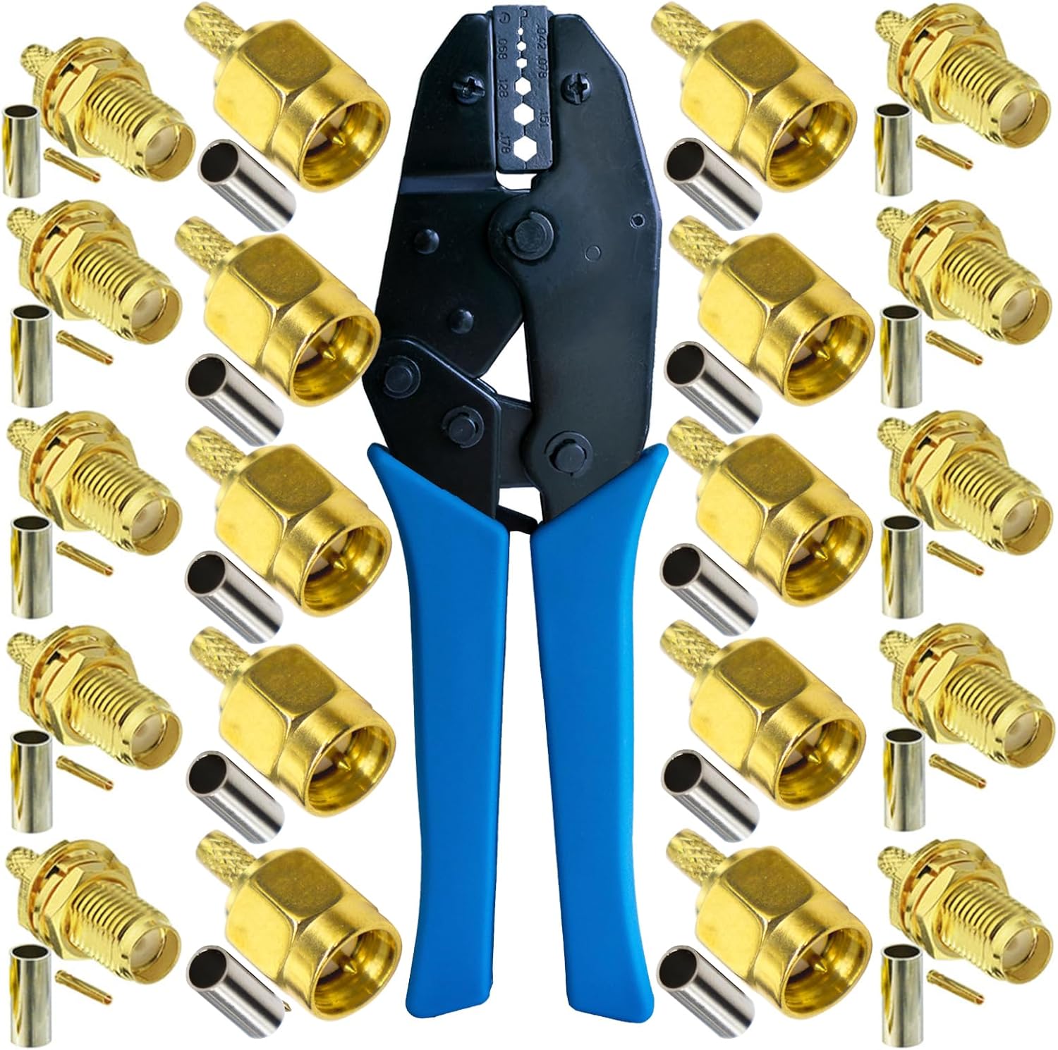 Yeerong SMA cable crimping tool and 10pcs SMA male to female connectors ...