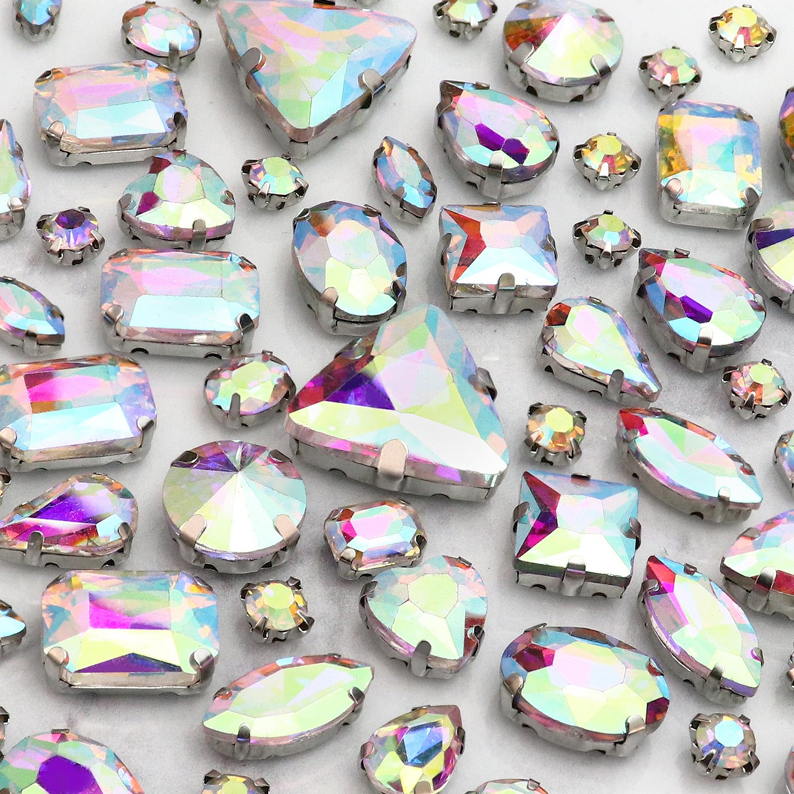 Amazon.com: Dowarm Sew on Rhinestones 104 PCS Mixed Shapes Glass Sew on ...