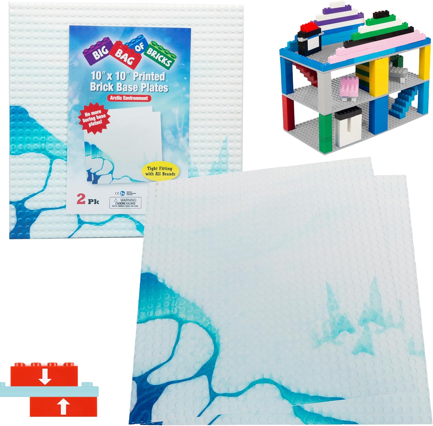 SCS Direct Brick Building Blocks Baseplates with Artic Pattern - Large ...