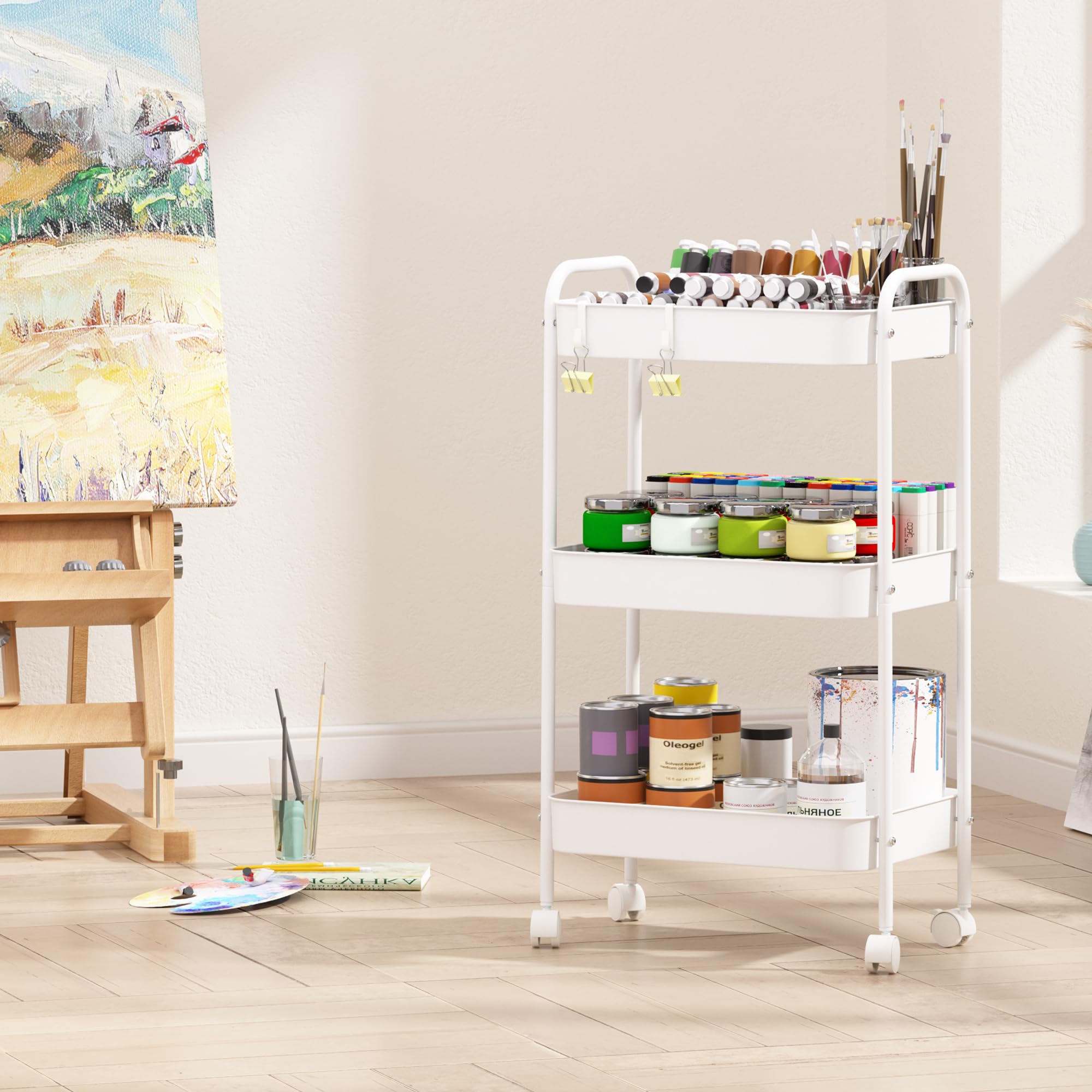 Snapklik.com : Vtopmart 3 Tier Metal Rolling Cart, Utility Rolling Carts