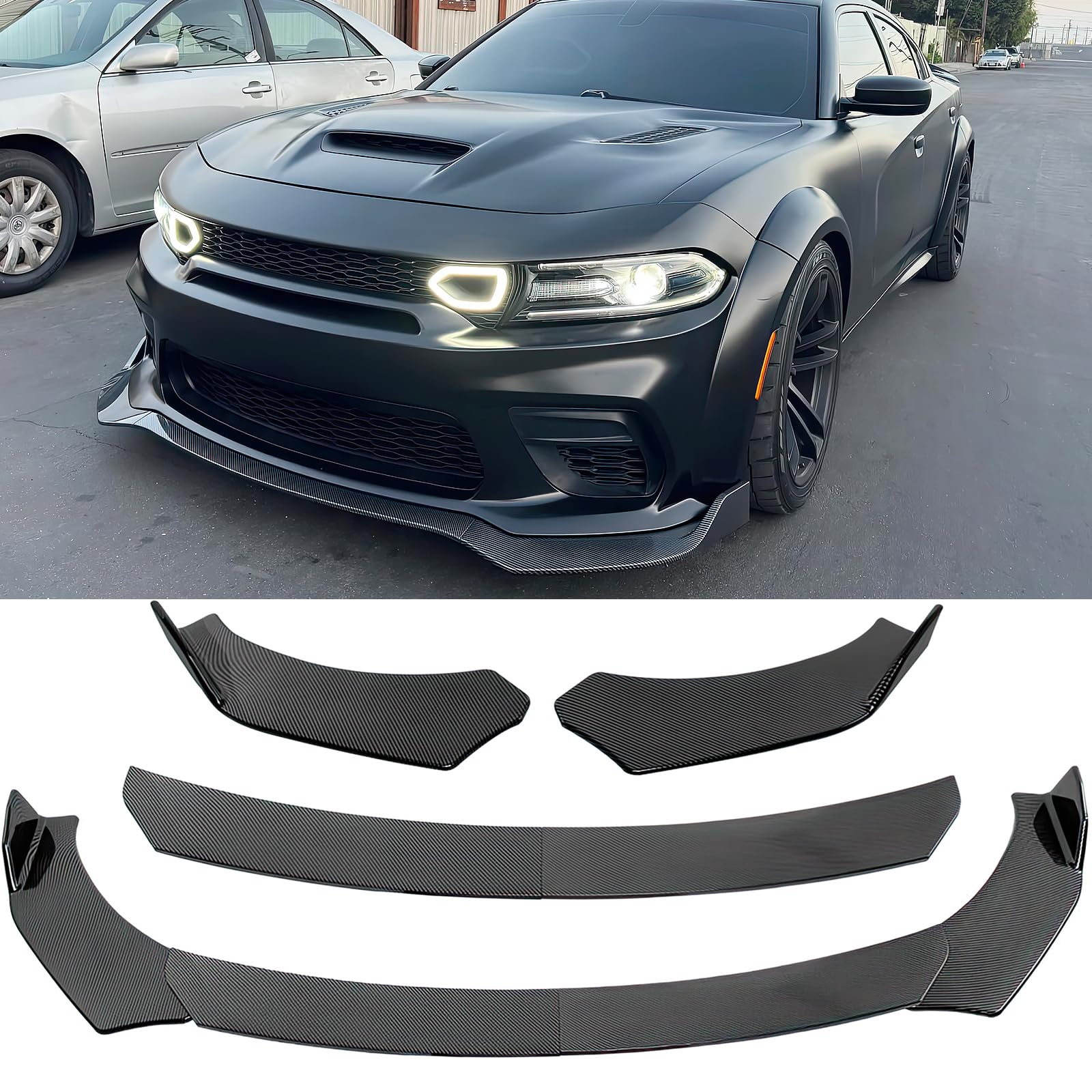 Amazon.com: DREAMOTOR Front Bumper Lip Spoiler, Car Universal ...