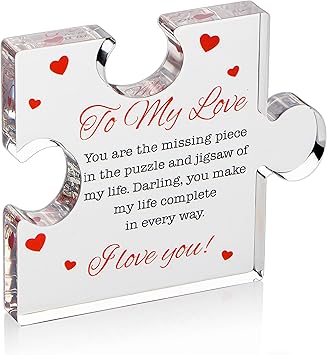 Amazon.com: I Love You Gifts for Her, Him - To My Love Acrylic Block Puzzle Paperweights 4.1 x 3 ...