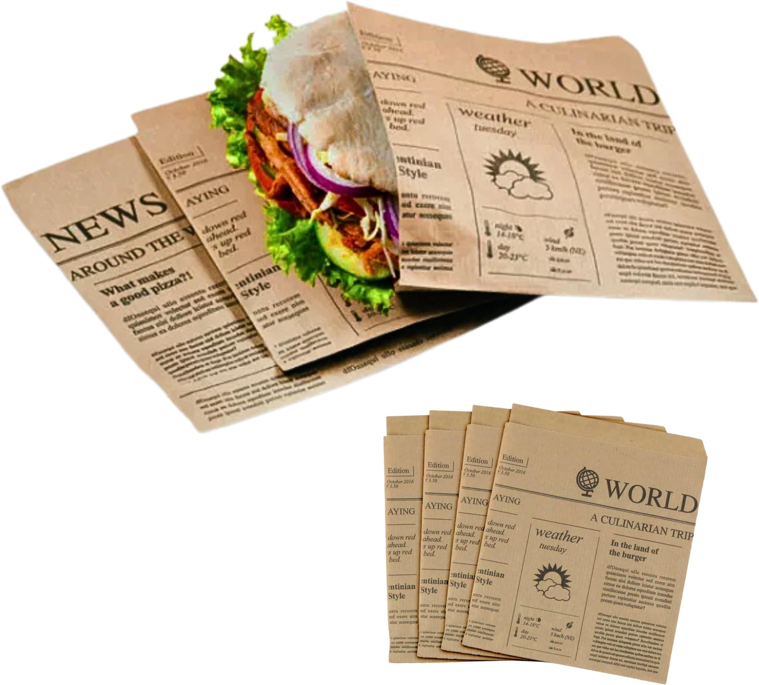 Snacktaschen | Burger Papier | Kraftpapier | Fettdicht | 50 Stück ...