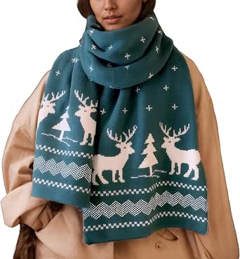 Amazon.com: MOTUWE Unisex Christmas Scarf Christmas Theme Scarves ...