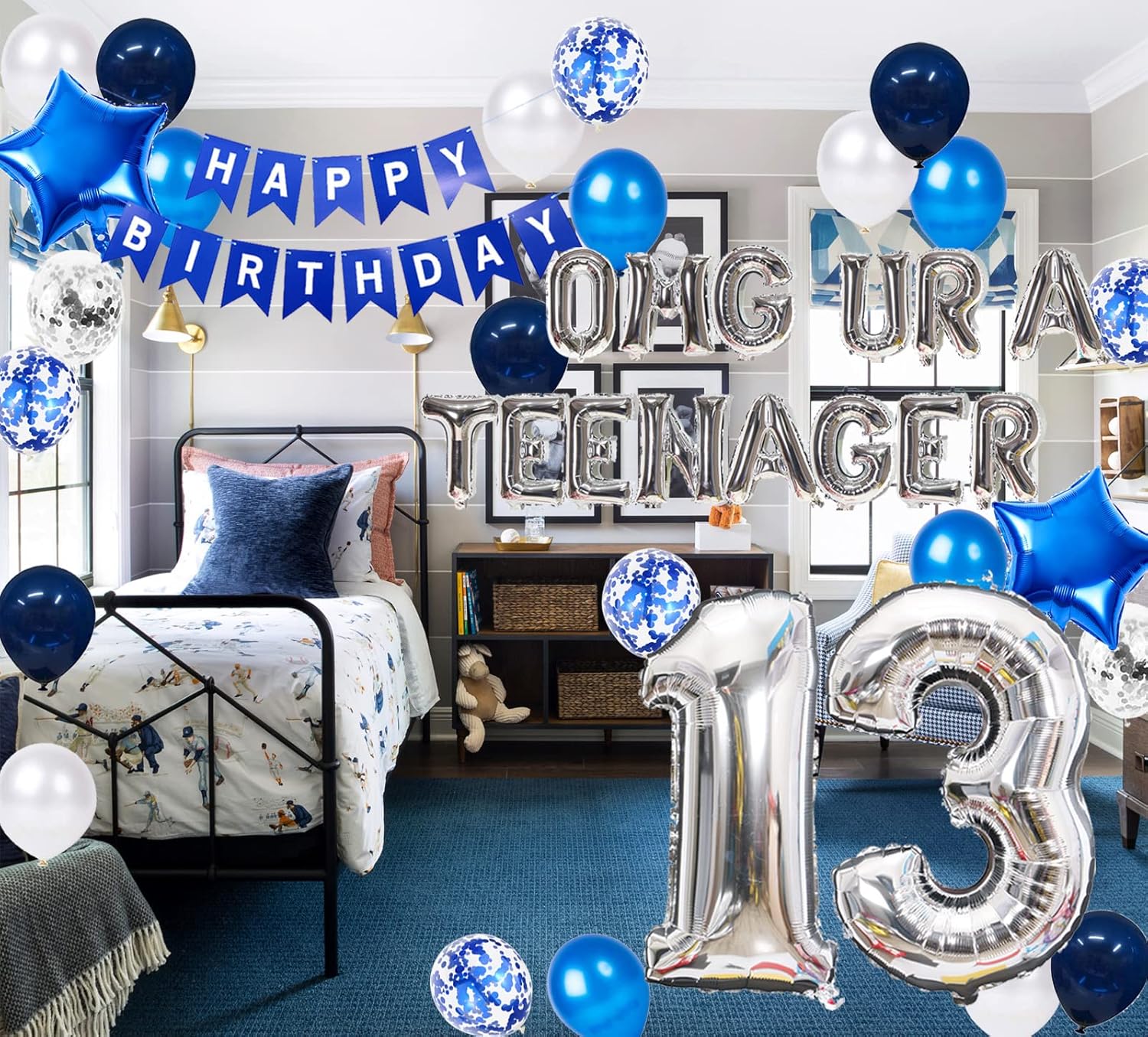13th Birthday Decorations Blue for Boys, OMG UR A Teenager 13th ...