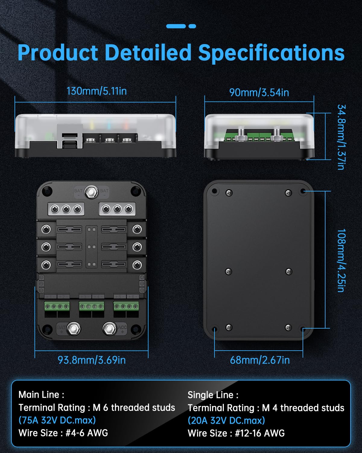 Snapklik.com : 6 Way Fuse Block, ELECTOP 12V Blade Fuse Box