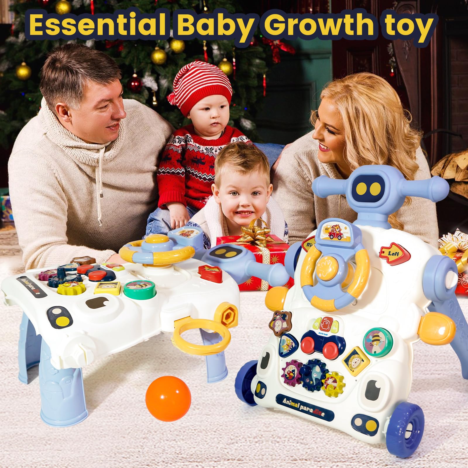 Sit to Stand Baby Walker, 3 in 1 Baby Push Walker and Educational ...