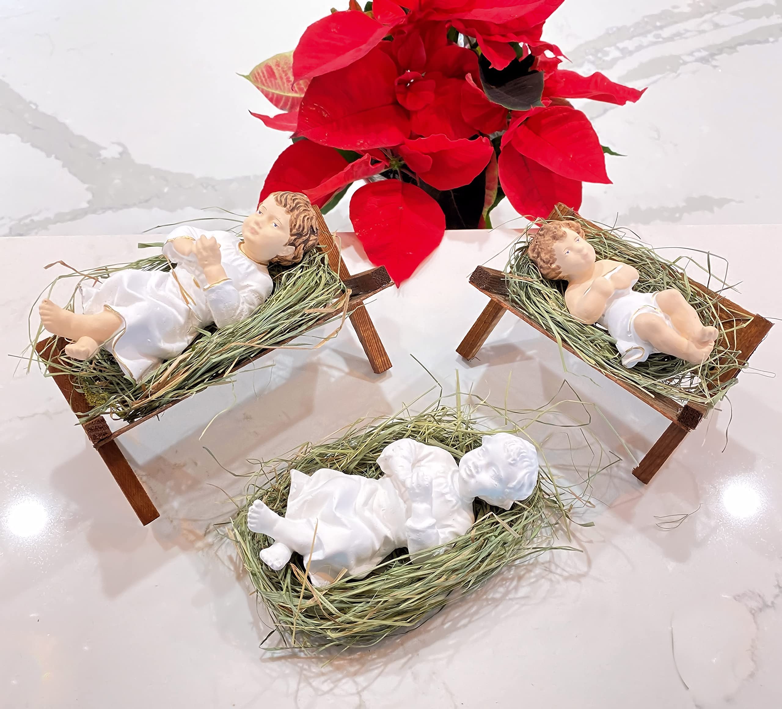 Snapklik.com : 5" Tall Baby Jesus Christ Figure In Wooden Manger Laying ...