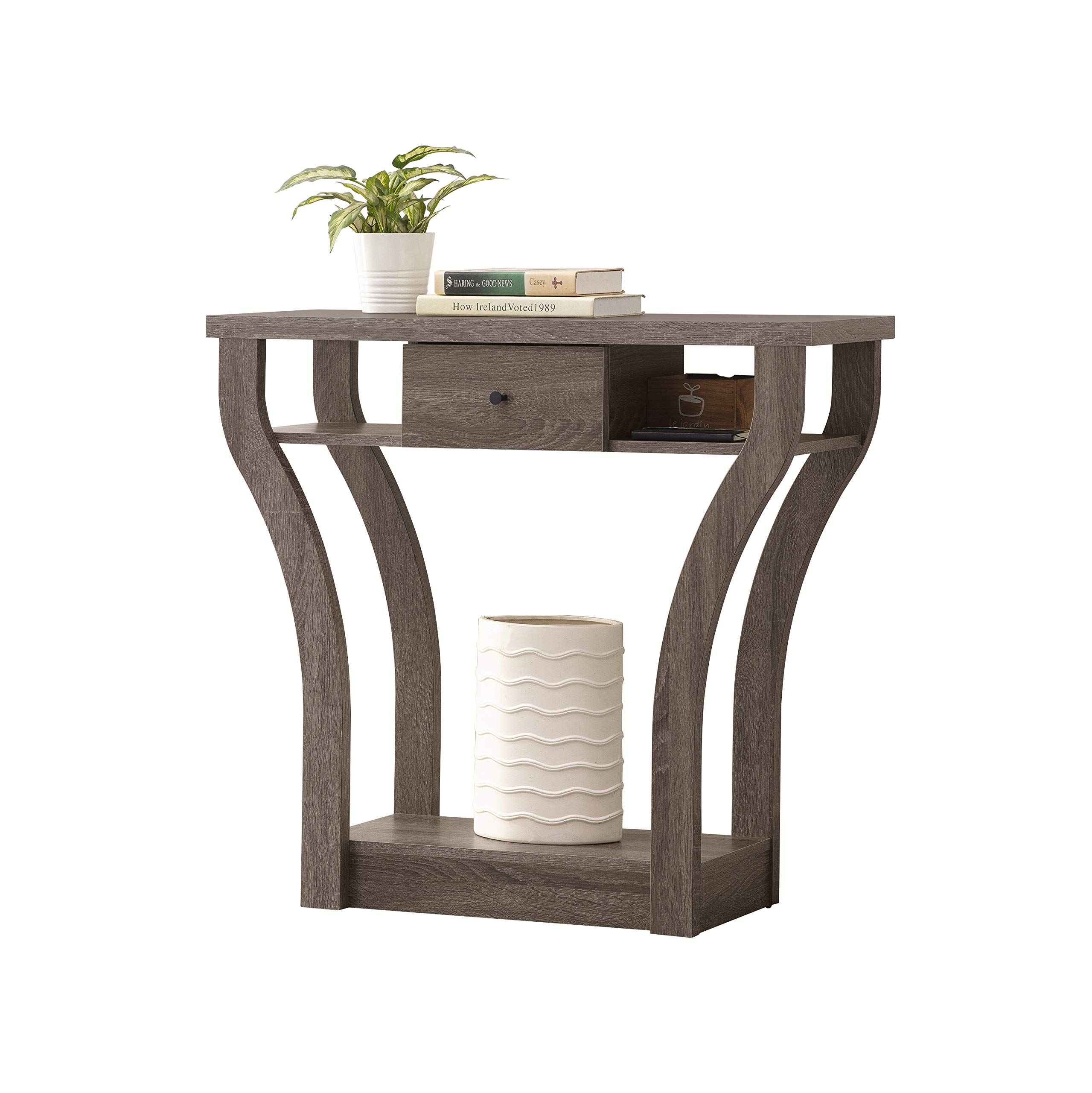 Snapklik.com : Weathered Grey Finish Curved Console Sofa Entry Hall Table