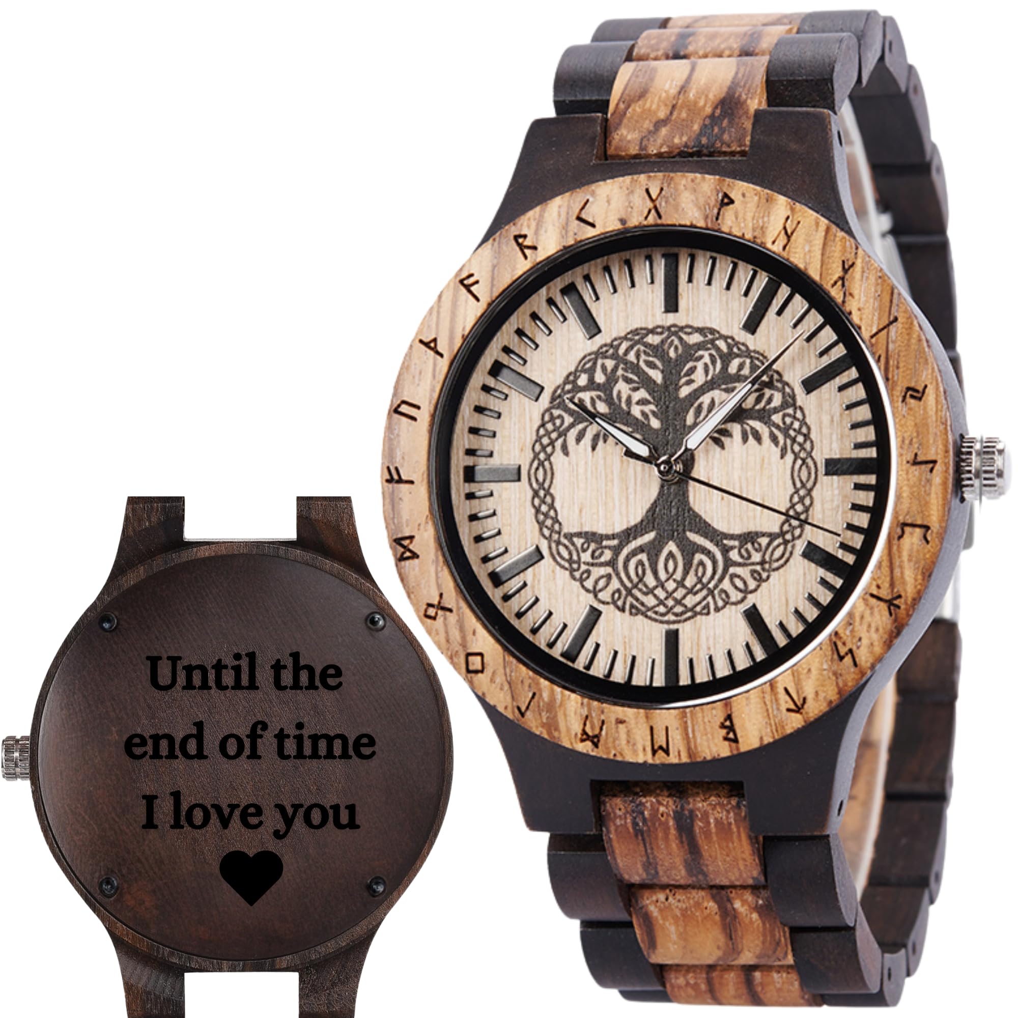 Vikingenes Wooden Watches for Men, Engraved Wood Watch, Personalized ...