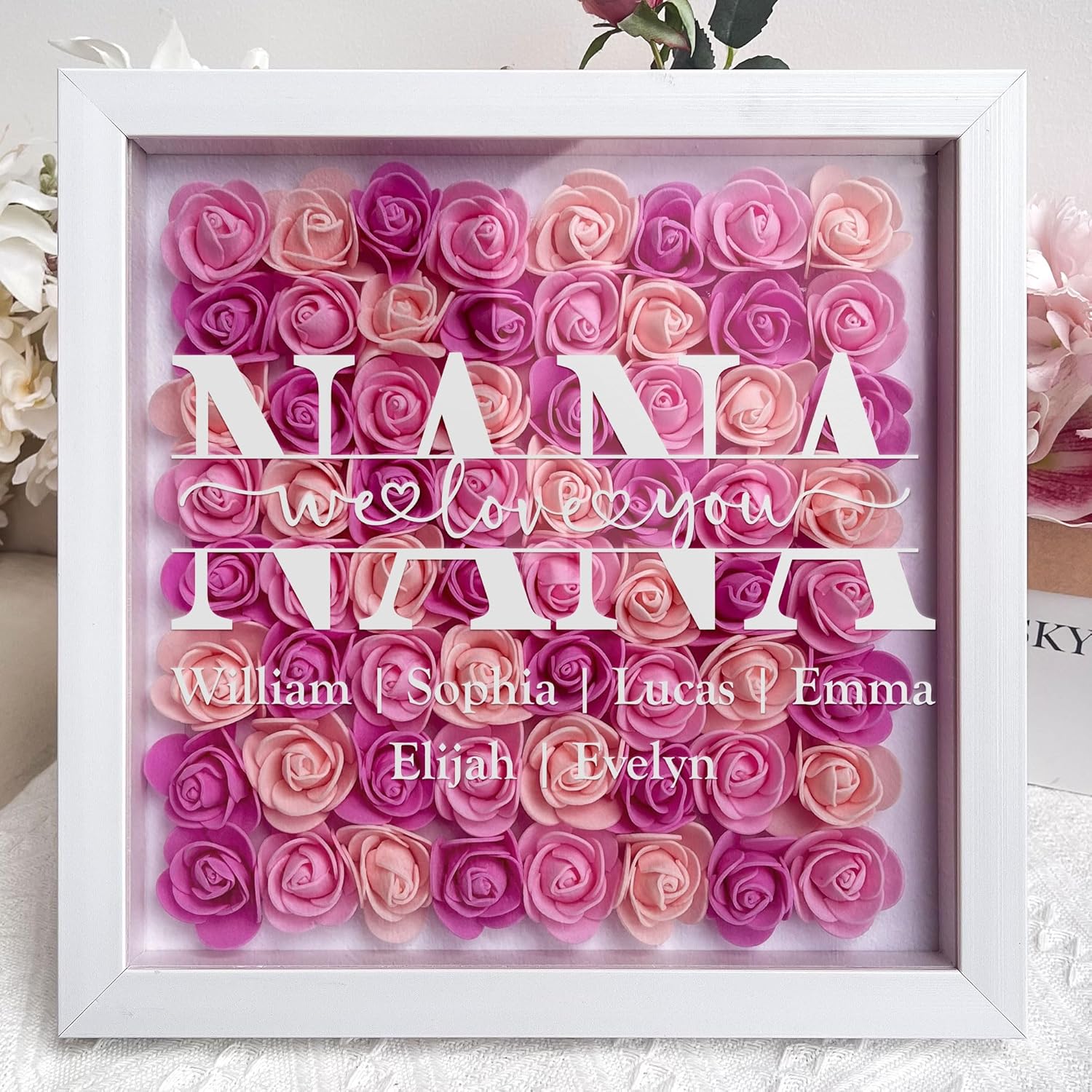 Amazon.com - Macorner Personalized Mom Flower Shadow Box with Name ...
