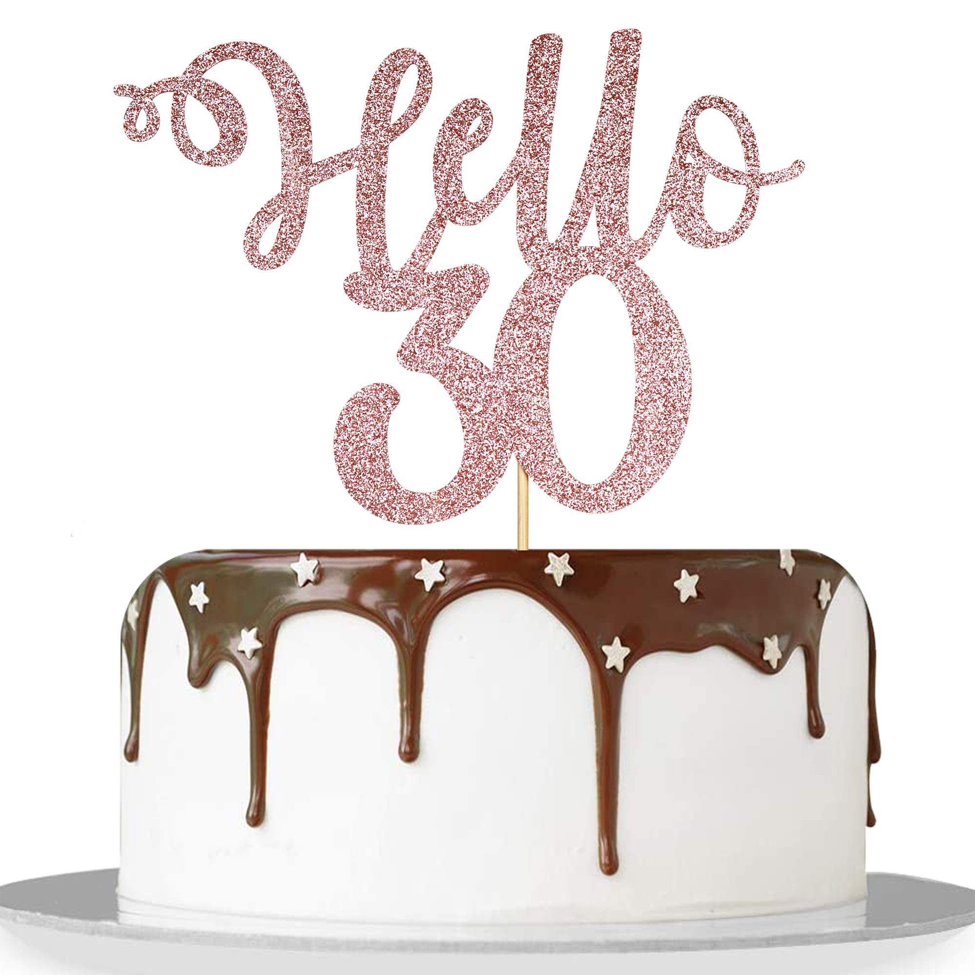 Buy Migeaks Hello 30 rose gold glitter cake topper-30 cake topper, 30th ...