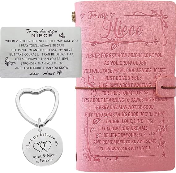 Amazon.com: Niece Gifts from Auntie, Niece Leather Journal, Niece Keychain, Niece Card, I Love ...