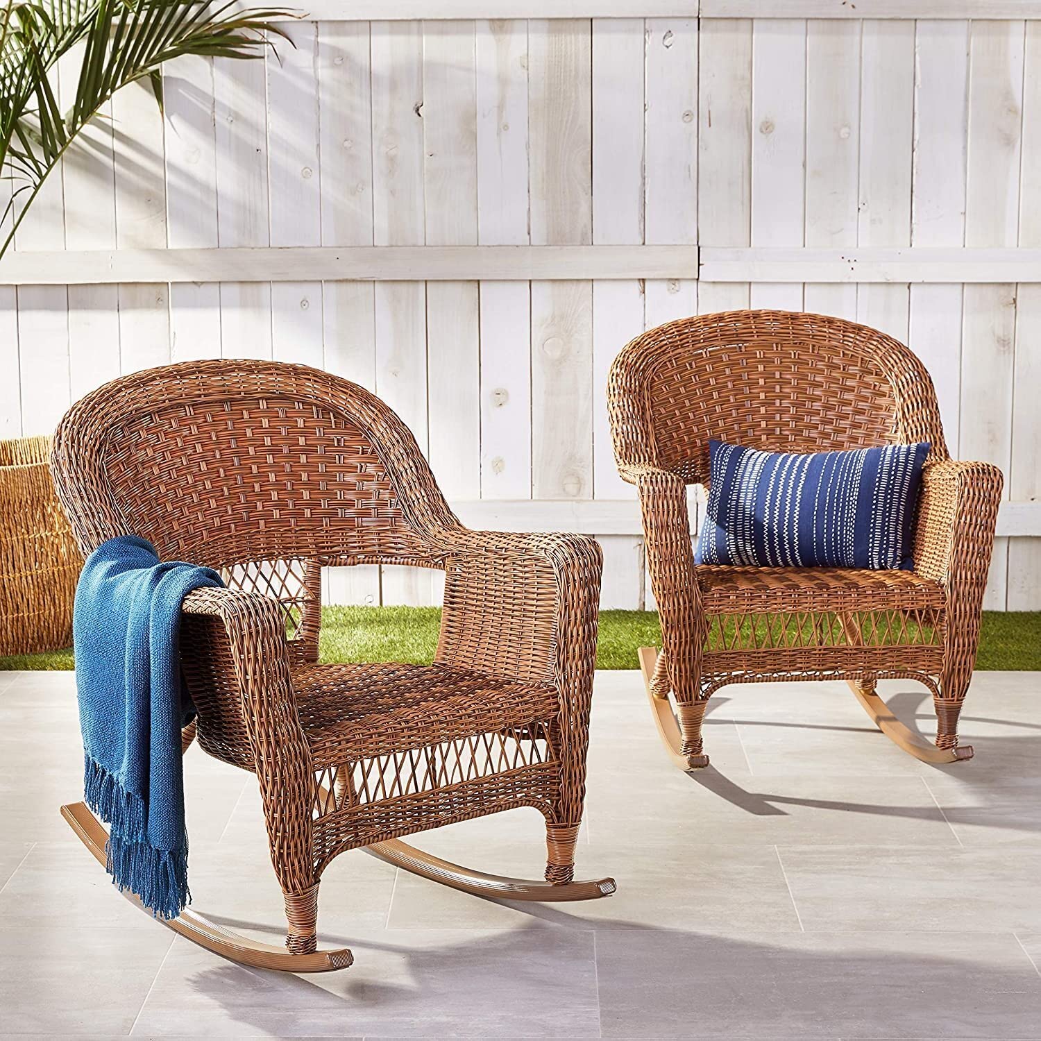 Amazon.com: Jeco Rocker Wicker Chair - Set of 2, Patio Chair, Outdoor ...