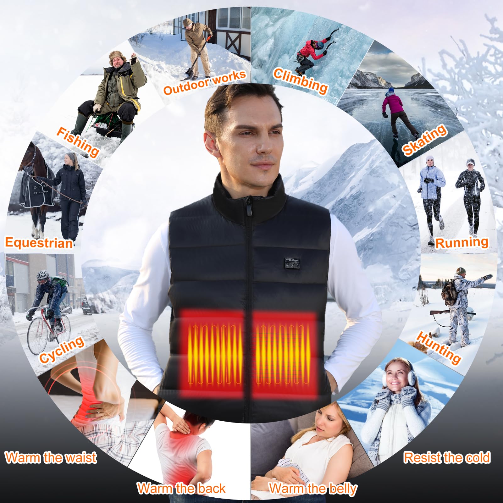 Snapklik.com : WaooHeat Heated Vest For Men, 6 Heating Zone Smart ...