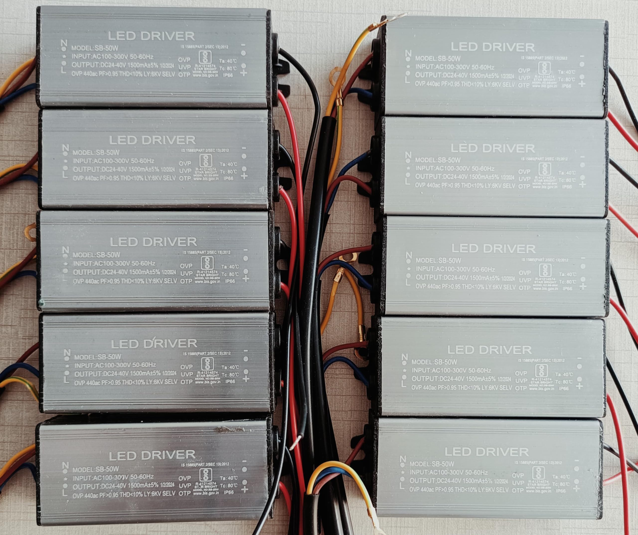 2 Quantity, 50W 1500mA, LED Flood Light Driver, Input AC 100-300V, 50 ...
