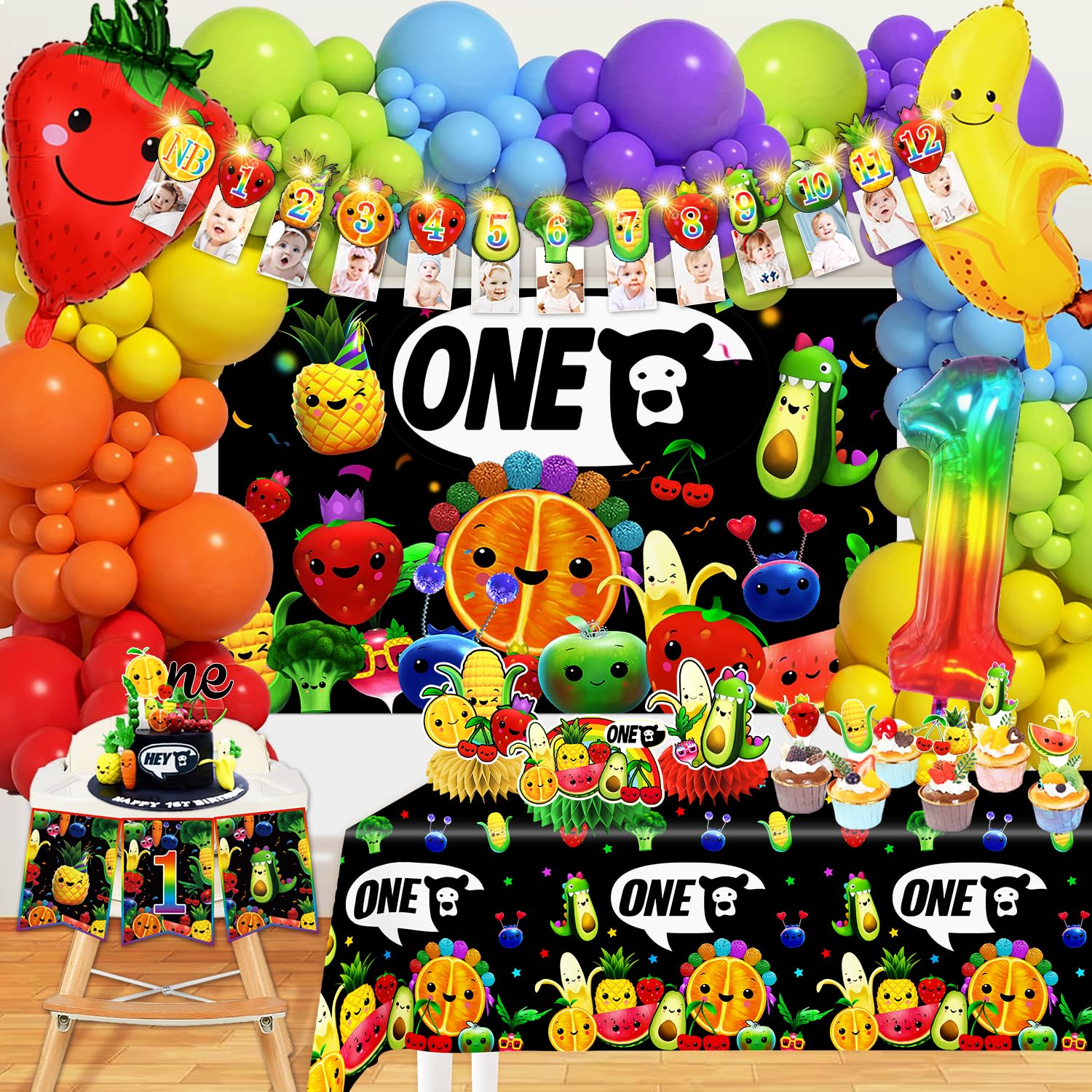 Amazon.com: 139pcs Dancing Fruit 1st Birthday Decorations - Fruit Party ...