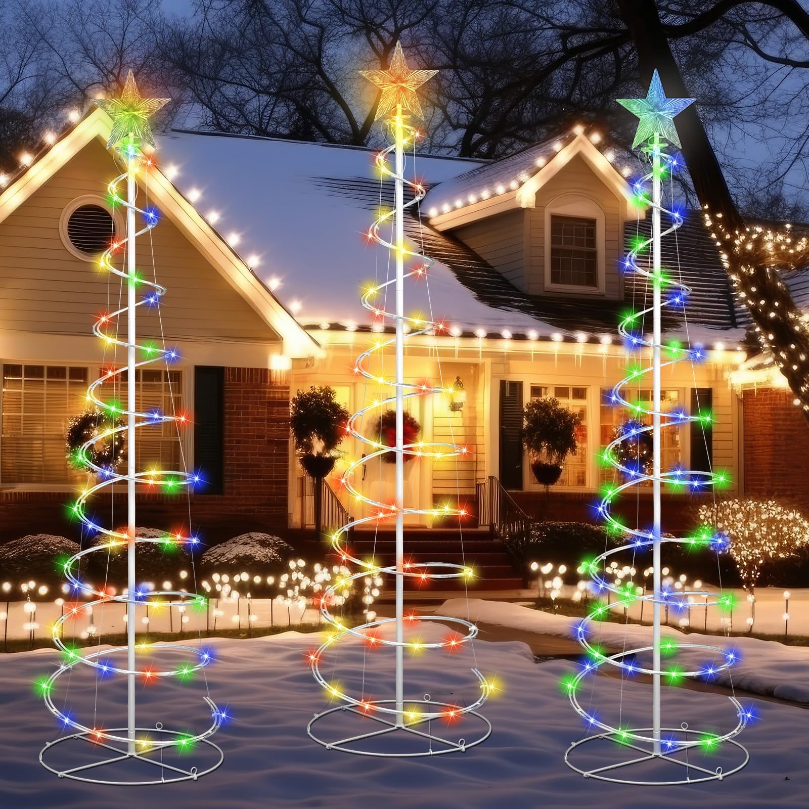Amazon.com: Kanayu 8 Modes Spiral Lighted Christmas Tree Outdoor Yard ...