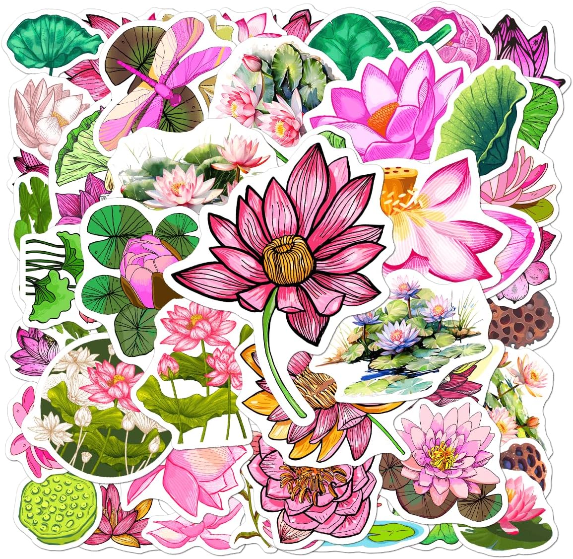 Amazon.com: MINIDECA Pack 50 Pcs Lotus Flower Stickers for Water ...