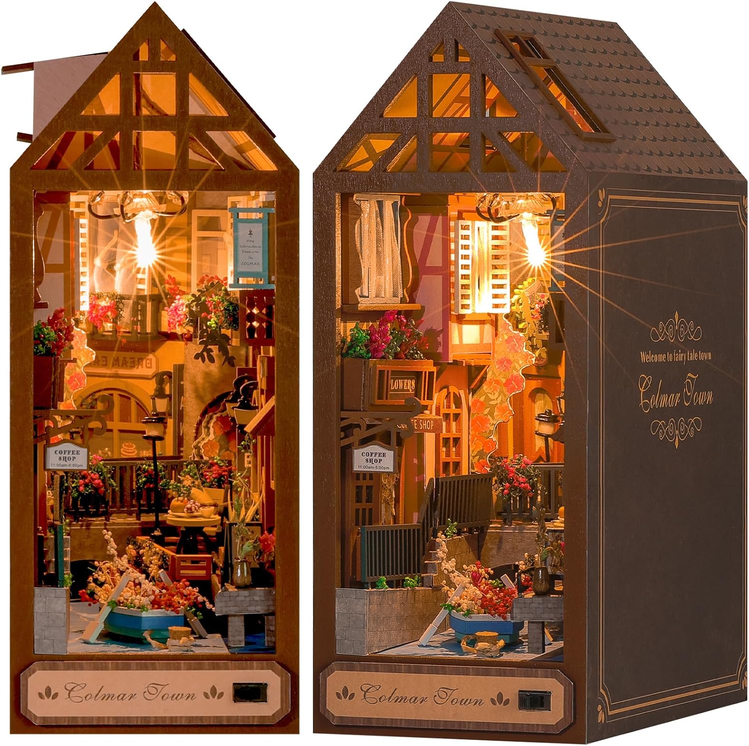 Amazon.com: YUXUEWEN DIY Book Nook Kit, 3D Wooden Puzzle Bookend ...