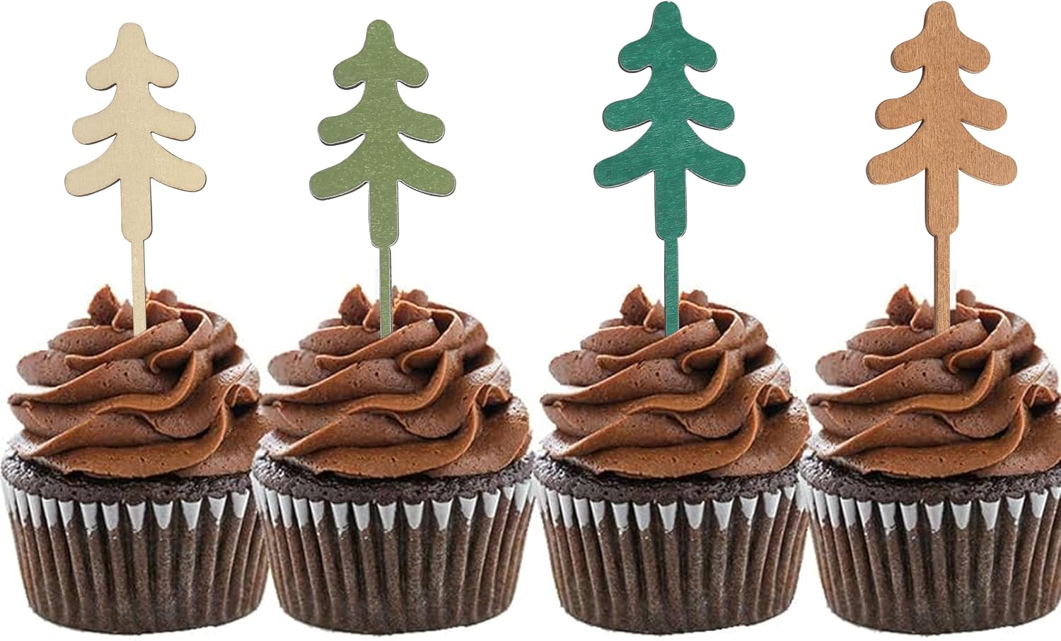 Amazon.com: 8PCS Tree Cupcake Topper - Pine Tree Cake Topper，Camping ...