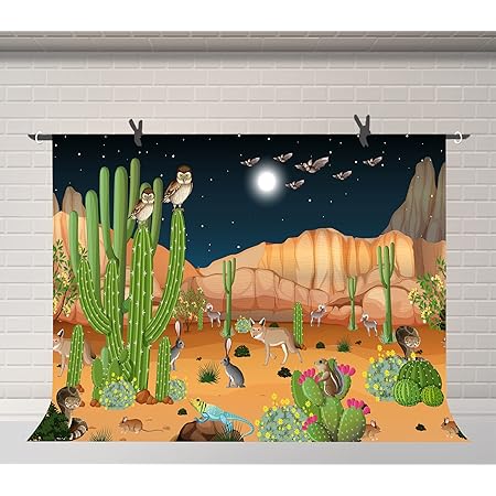 Amazon.com : BELECO 7x5ft Fabric Cartoon Desert Cactus Backdrop ...