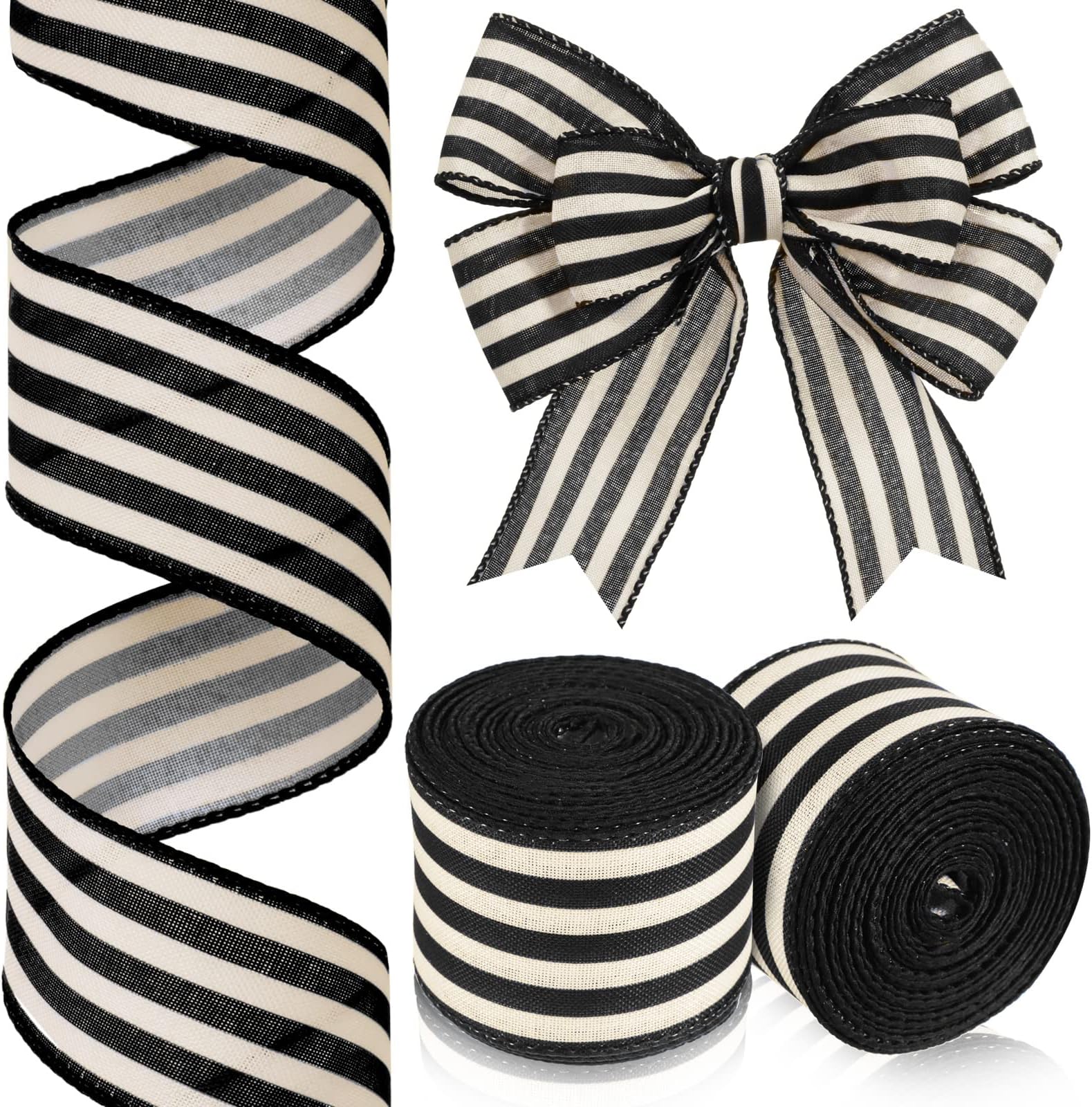 Amazon.com: Black and Cream Checkered Harlequin Wired Ribbon 2.5" Wide ...